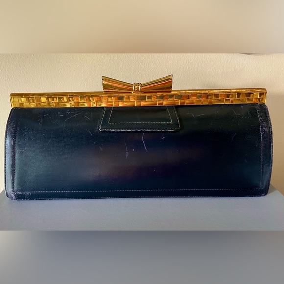 Evans | Bags | Vintage Art Deco Evans Navy Blue Clutch Purse With Gold ...